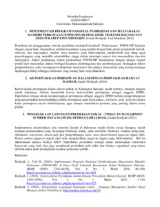 1. IMPLEMENTASI PROGRAM NASIONAL PEMBERDAYAAN MASYARAKAT MANDIRI PERKOTAAN (PNPM-MP) DI DESA ...